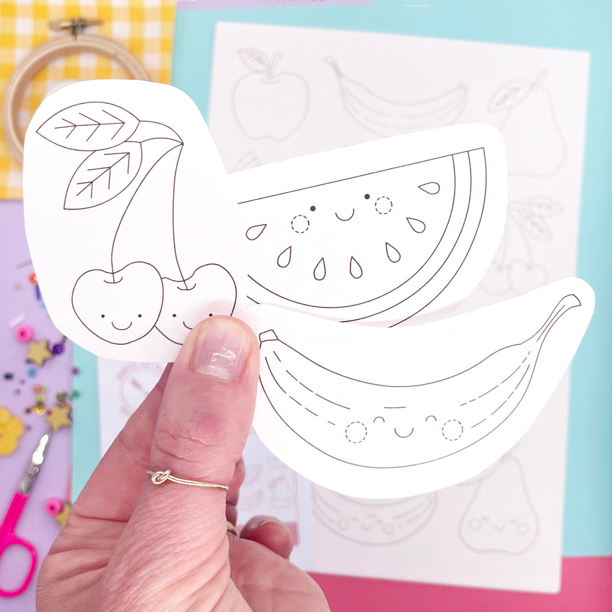 Cute Fruit: Fruit faces Embroidery Patterns (iron-on transfers) – Lazy ...