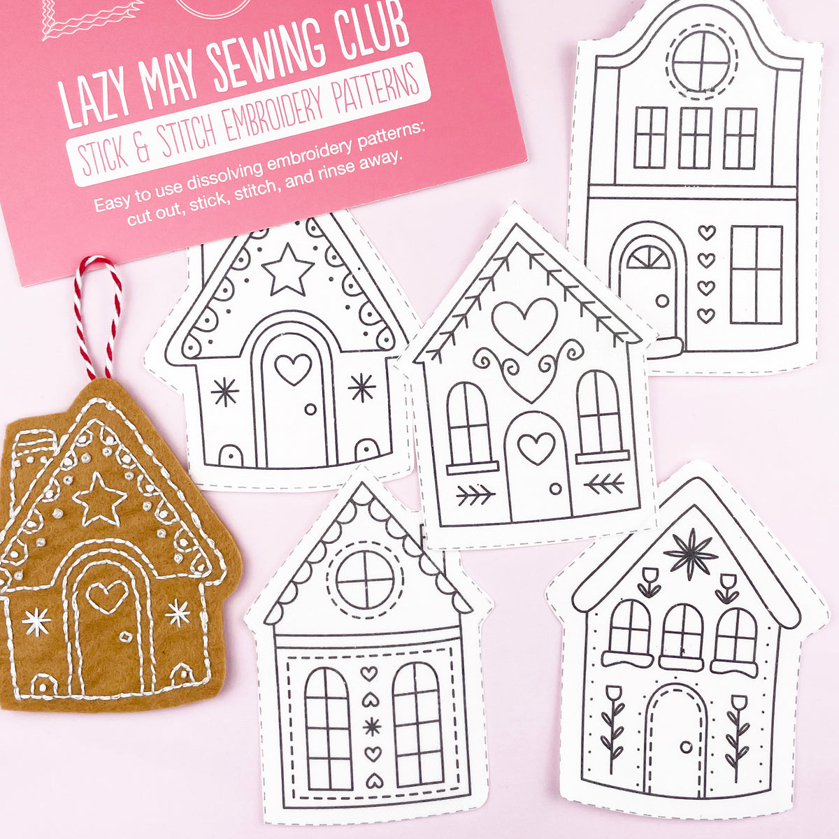 Gingerbread House Stick and Stitch Embroidery Patterns | 5 Christmas ...