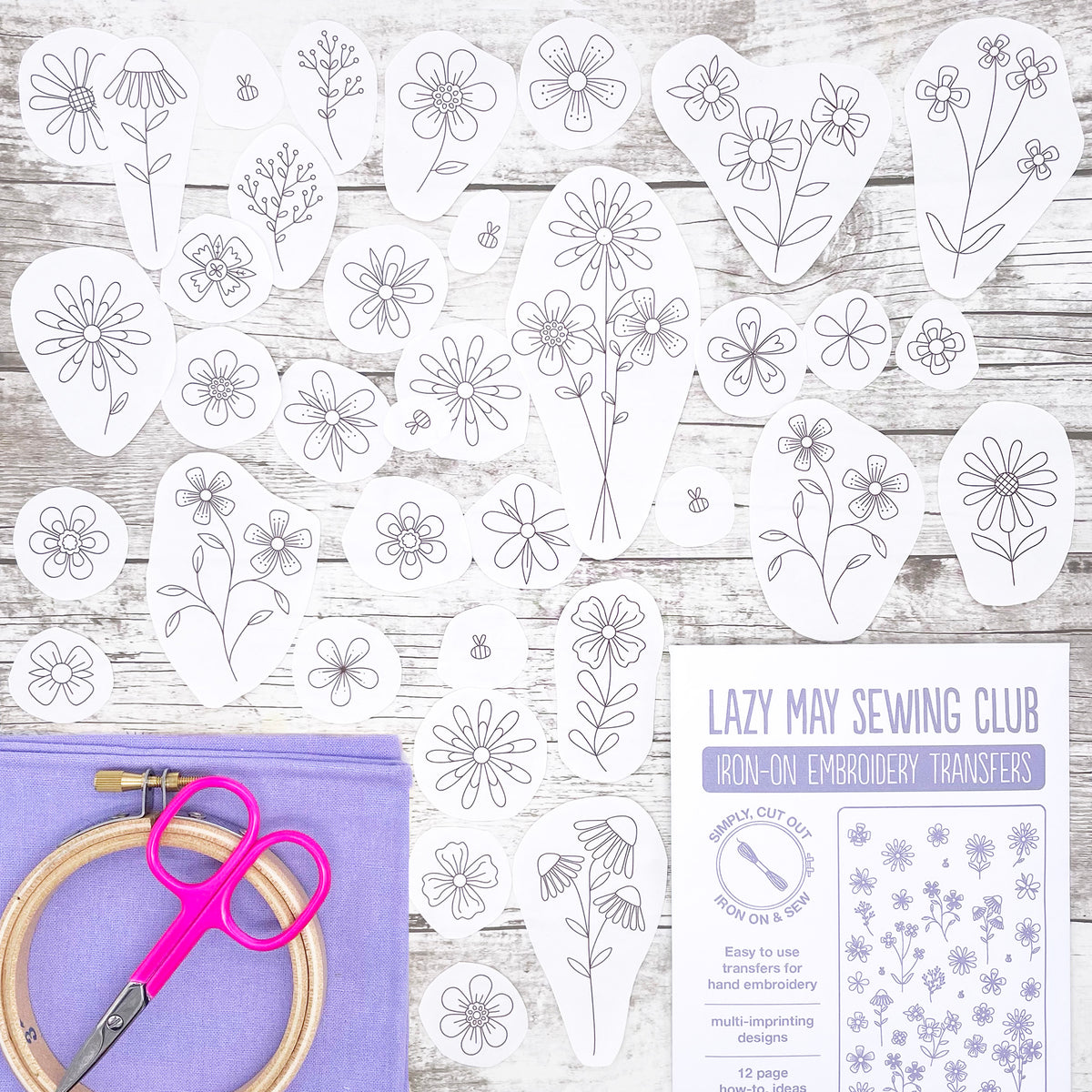 Ditsy Florals: Floral Embroidery Patterns (iron-on transfers) – Lazy ...