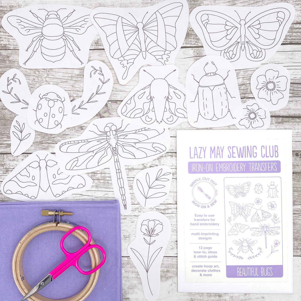 Iron-On Embroidery Patterns: Insect & Bug Themed Designs – Lazy May ...